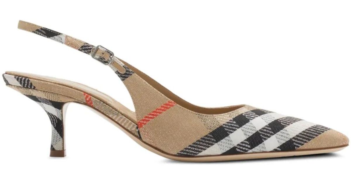 Burberry Slingback Pumps Birdie Check in Metallic | Lyst