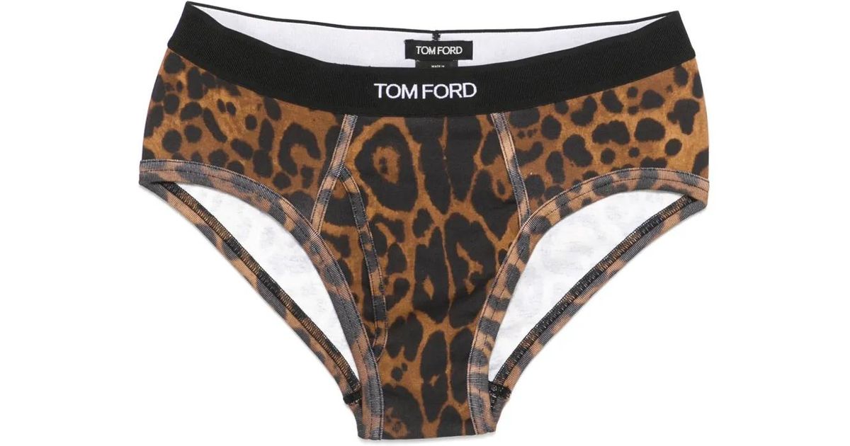Tom Ford Leopard-Print Briefs in Brown for Men | Lyst