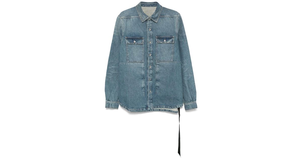 Rick Owens Denim Outershirt in Blue for Men | Lyst