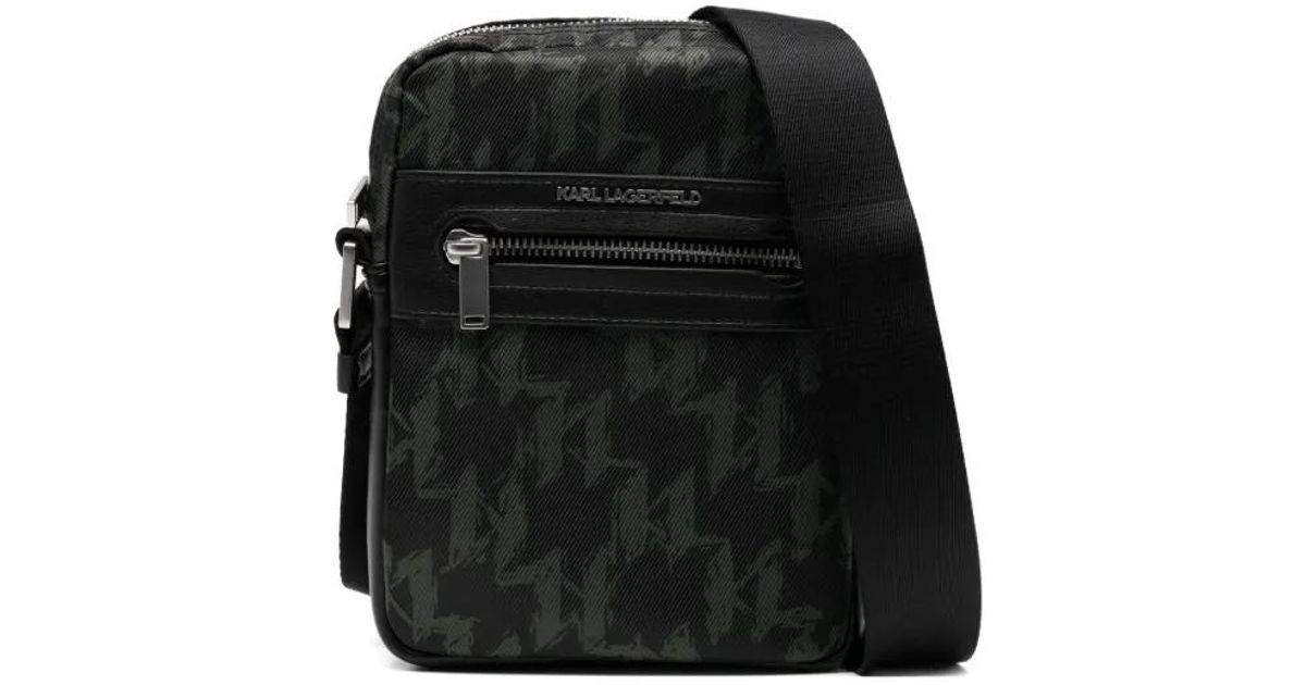 KARL LAGERFELD Monogram Messenger Bag in Black for Men | Lyst