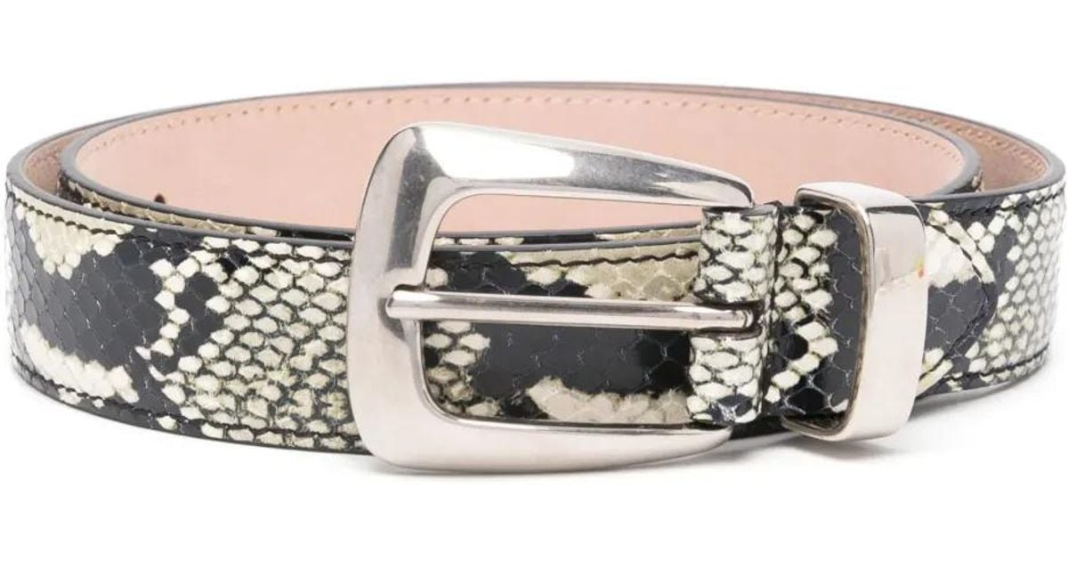 KHAITE Benny Snakeskin-Effect Belt in Natural | Lyst