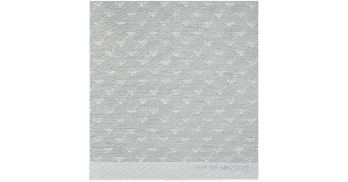 Emporio Armani Logo-Pattern Fringed Scarf in Grey for Men | Lyst UK