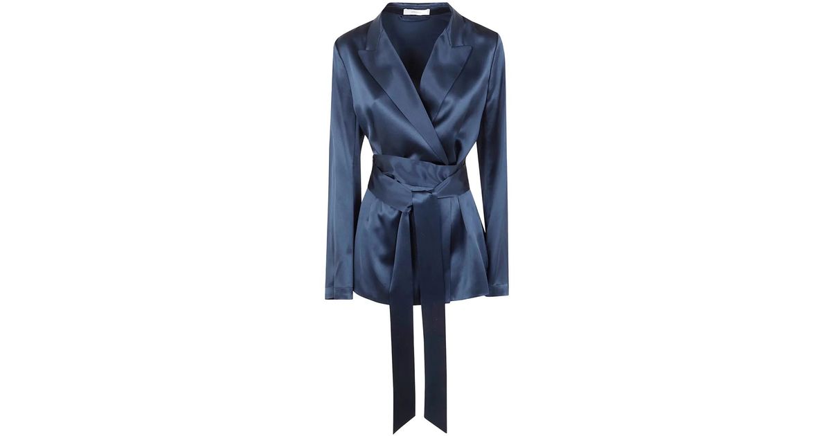 JOSEPH "Archer" Jacket Silk Satin in Blue | Lyst UK