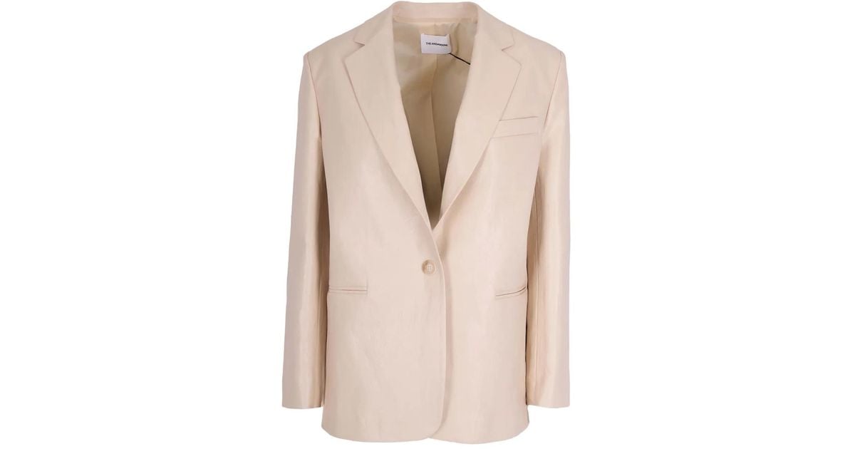 ANDAMANE Notched-Lapel Jacket in Natural | Lyst UK
