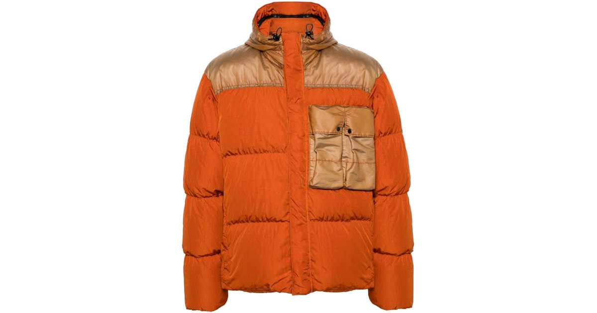 C.P. Company Eco Chrome-r Mixed Goggle Puffer Jacket in Orange for Men ...