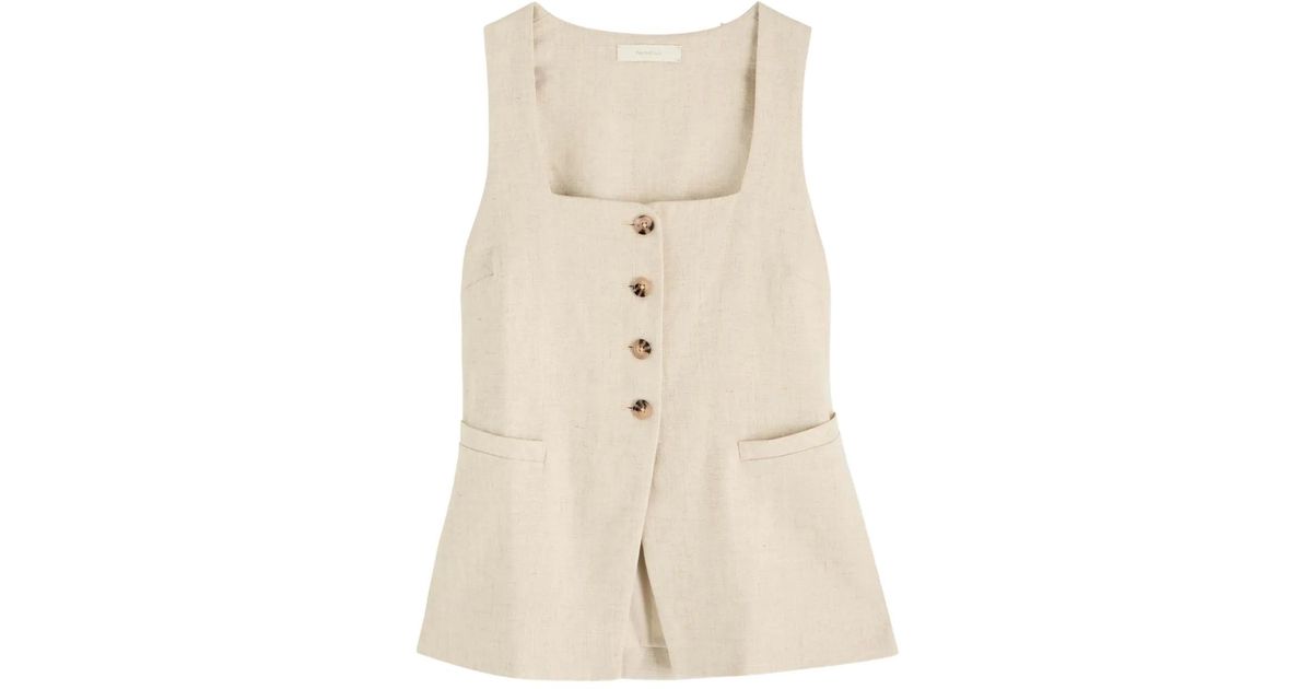 Faithfull the Brand Jackie Button Vest in Natural | Lyst UK