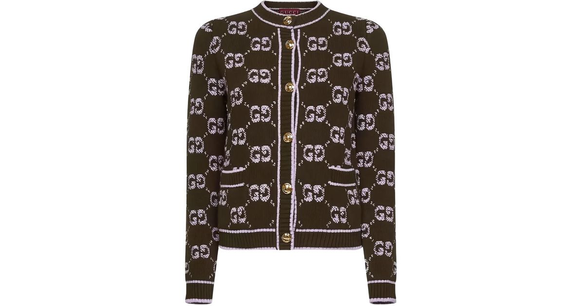 Gucci Gg Wool Bouclé Jacquard Cardigan With Buttons in Black | Lyst