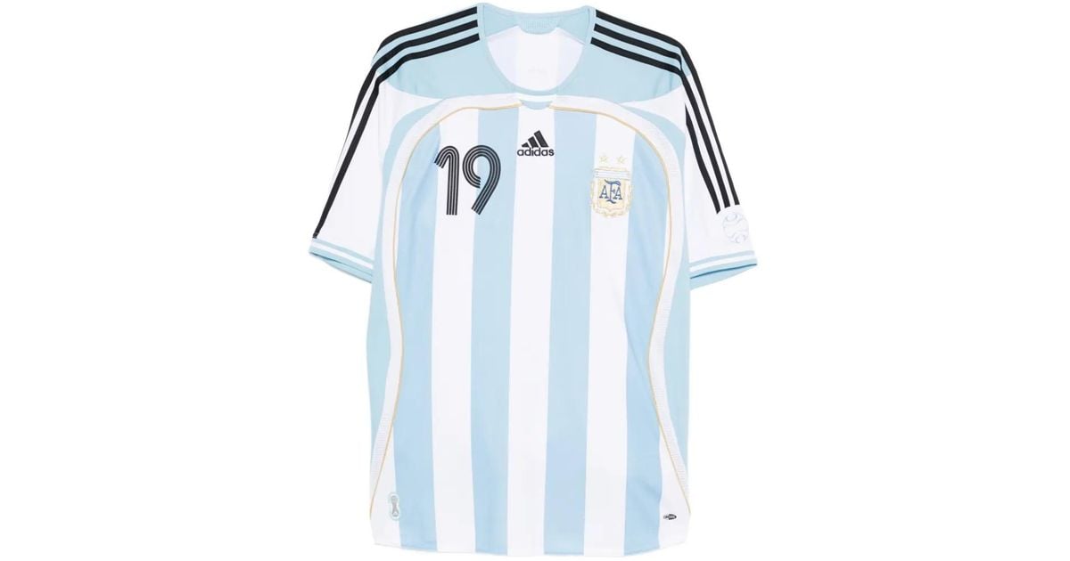 adidas Striped-Pattern T-Shirt in Blue for Men | Lyst UK