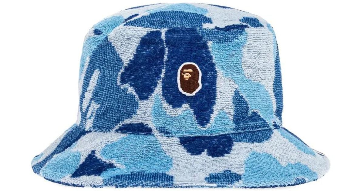 A Bathing Ape Ape Head Camouflage Bucket Hat in Blue for Men | Lyst UK
