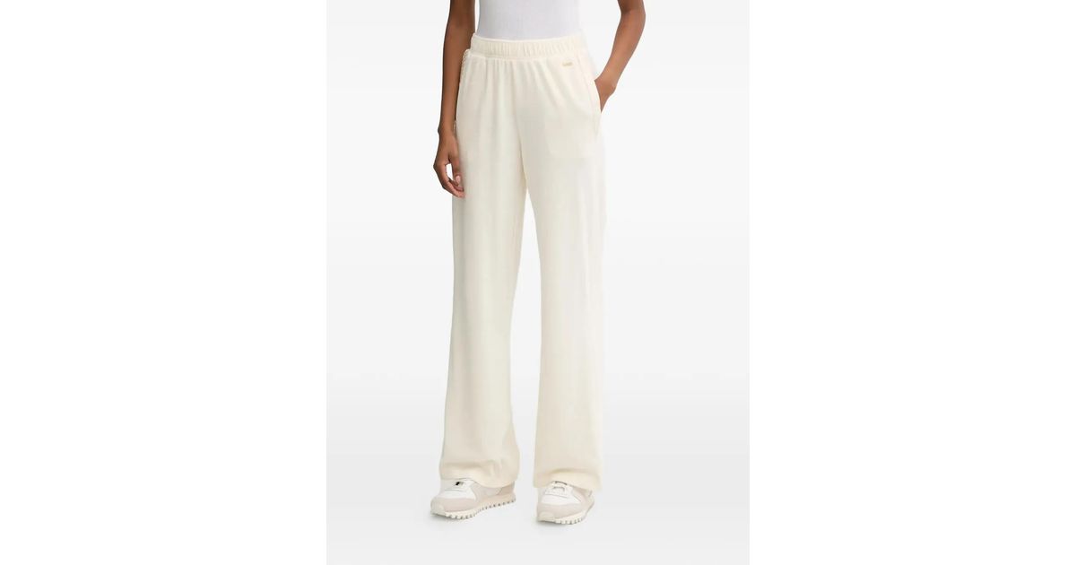 BOSS Logo-Plaque Velvet Track Pants in White | Lyst