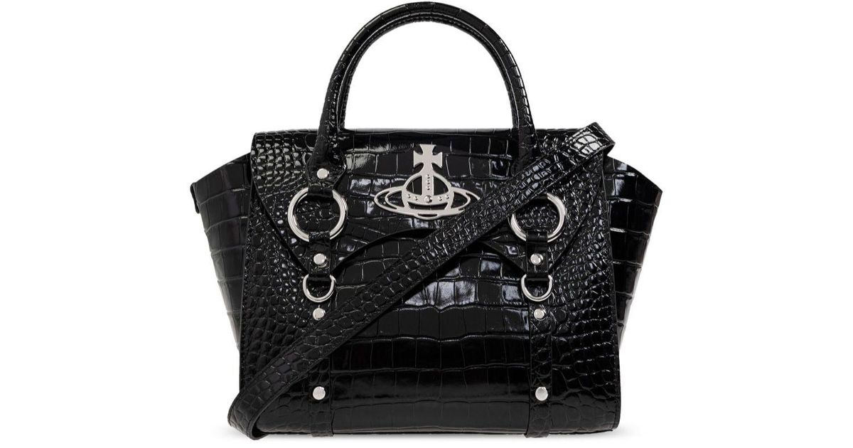 Vivienne Westwood Betty Crocodile-Embossed Tote Bag in Black | Lyst