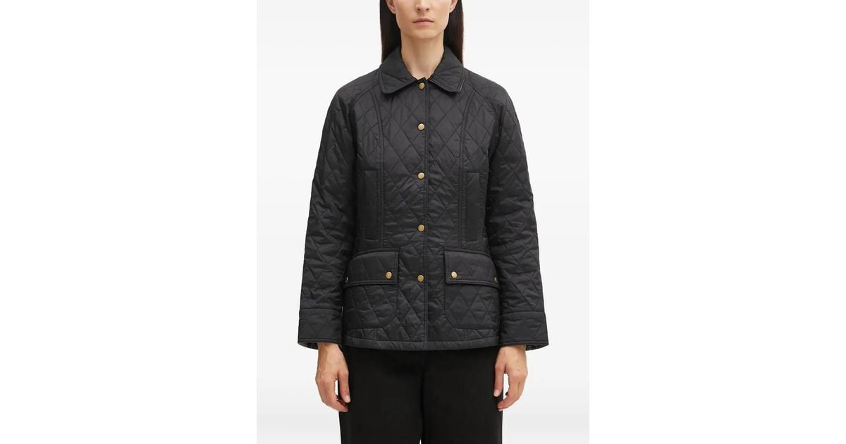 Barbour Beadnell Quilted Button Jacket in Black | Lyst UK