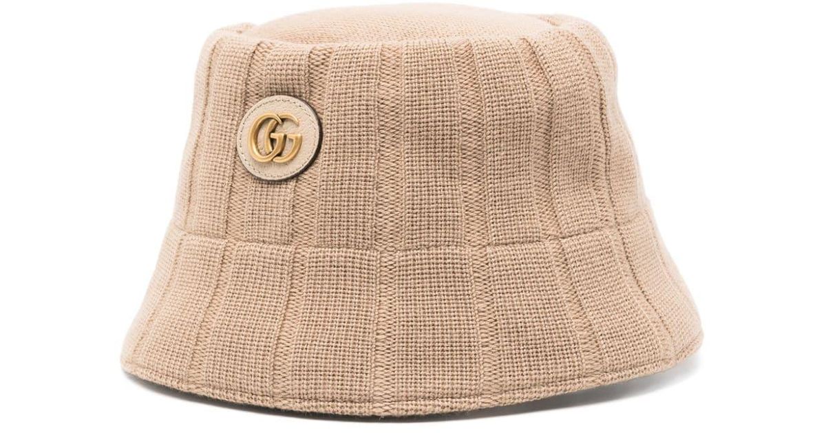 Gucci Wool Hat With Double G in Natural | Lyst