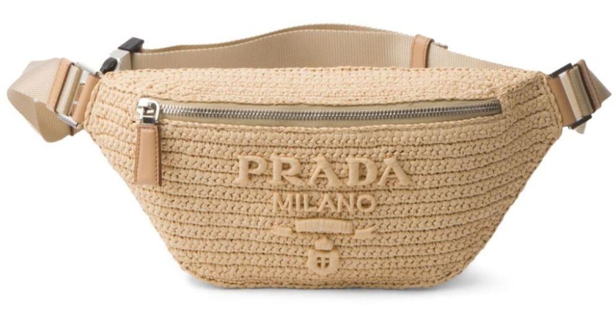Prada Logo-embroidered Crochet Belt Bag in Natural for Men | Lyst