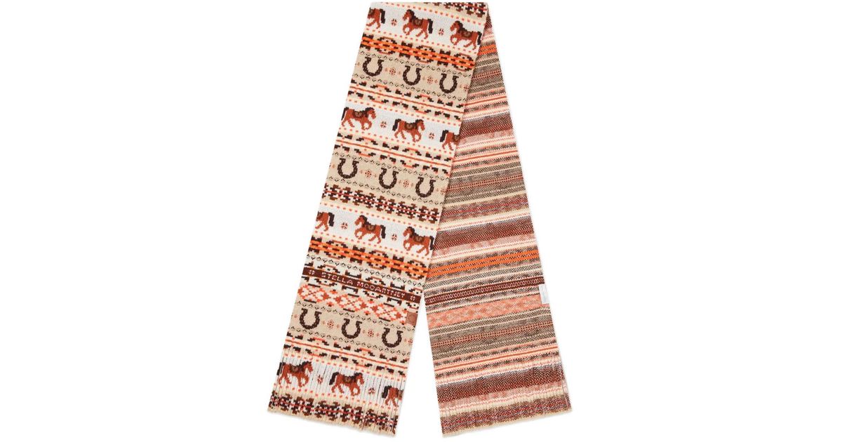 Stella McCartney Fair Isle Horse Horseshoe Pattern Scarf in White | Lyst