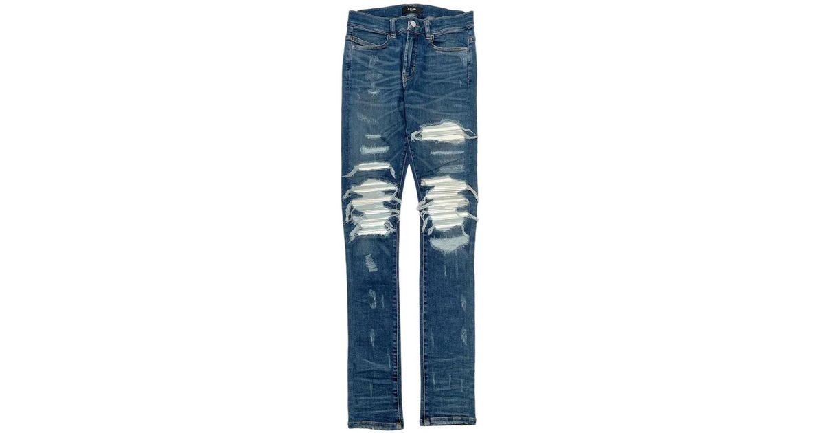 Amiri Ripped-Effect Jeans in Blue for Men | Lyst UK