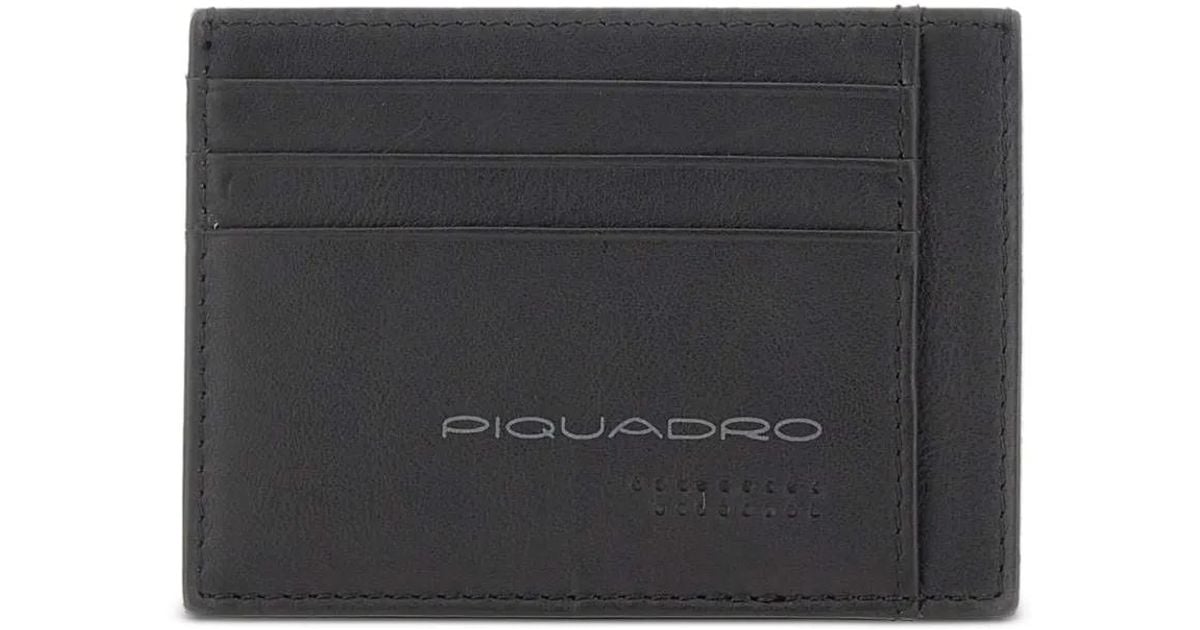 Piquadro Logo-Print Leather Cardholder in Black for Men | Lyst UK
