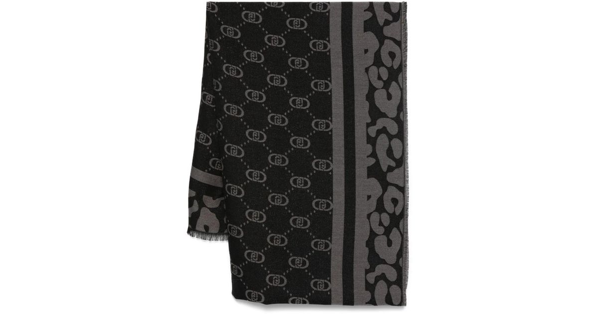 Liu Jo Monogram Print Scarf in Black | Lyst UK