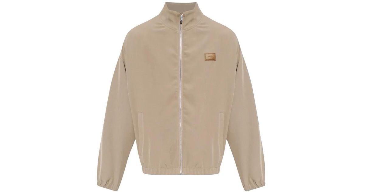 Amiri Logo-Patch Zip-Up Jacket in Natural for Men | Lyst UK