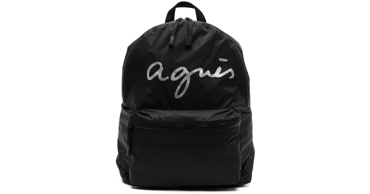 agnès b. Logo-Printed Backpack in Black | Lyst