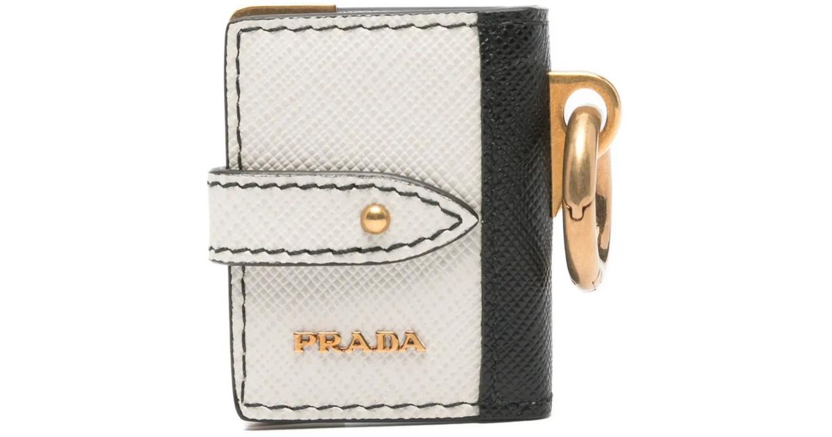 Prada Saffiano Leather Luggage Tag in White | Lyst UK