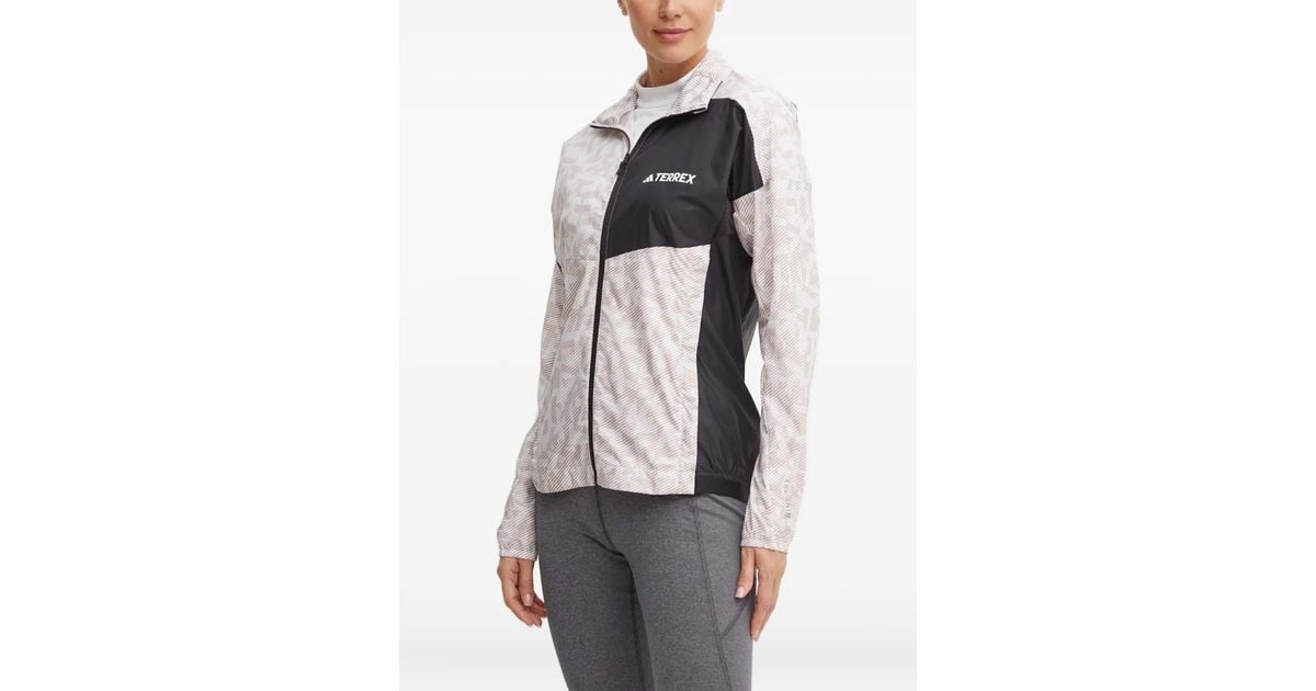 adidas Patterned Panelled Jacket in White | Lyst UK