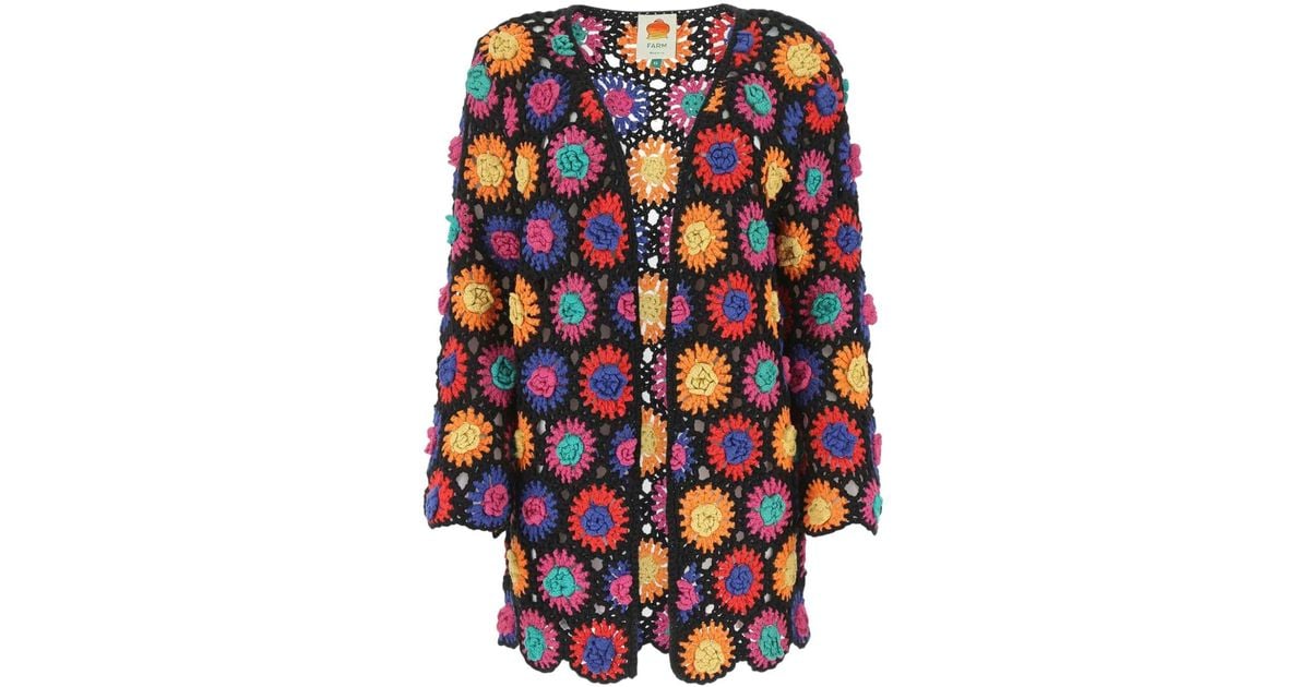 FARM Rio Crochet-Knit Cardigan in Blue | Lyst