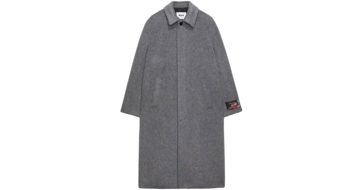 MSGM Brushed Coat in Gray for Men | Lyst