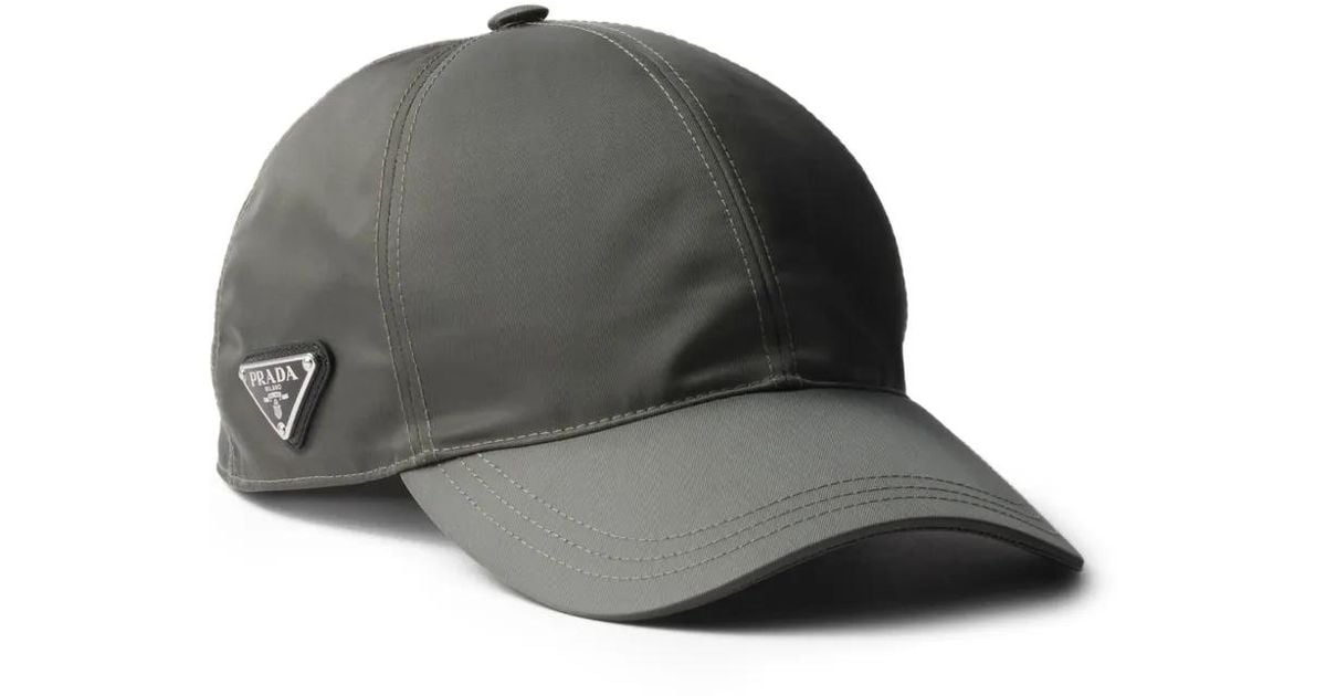 Prada Re-Nylon Cap in Grey for Men | Lyst UK