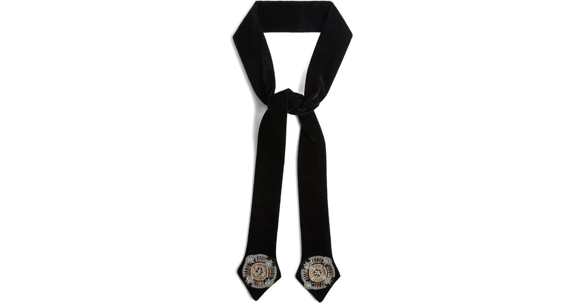 La DoubleJ Beaded Velvet Stole in Black | Lyst UK