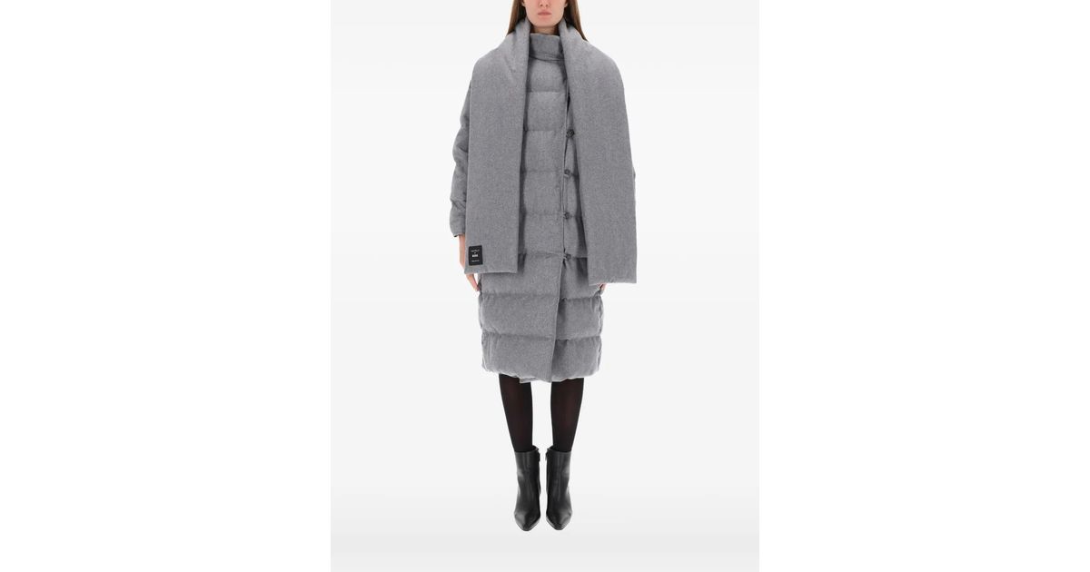 BOSS Buttoned Padded Coat in Grey | Lyst UK