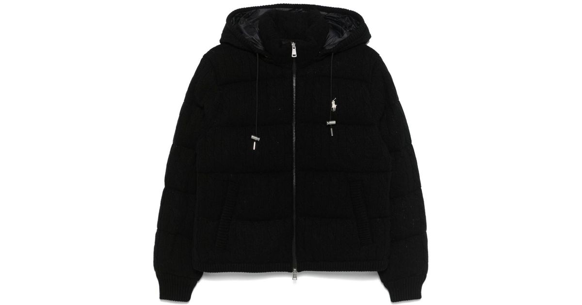 Polo Ralph Lauren Cable-Knit Jacket in Black | Lyst