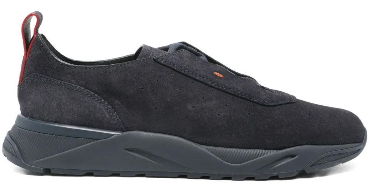 Santoni Suede Sneakers in Blue for Men | Lyst UK