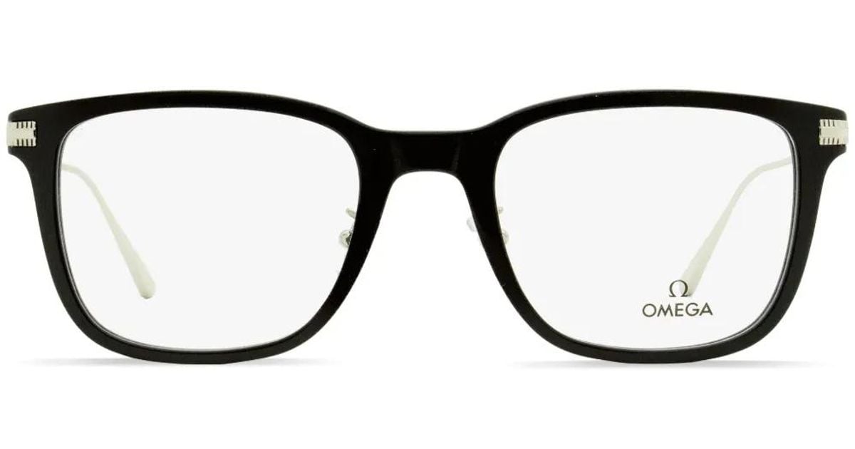 OMEGA EYEWEAR Rectangular-Frame Engraved-Logo Glasses in Brown for Men ...