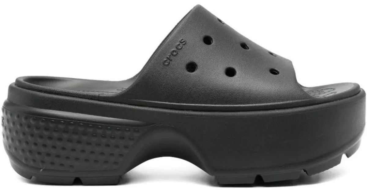 Crocs™ 59Mm Storm Perforated Platform Slides in Black | Lyst UK