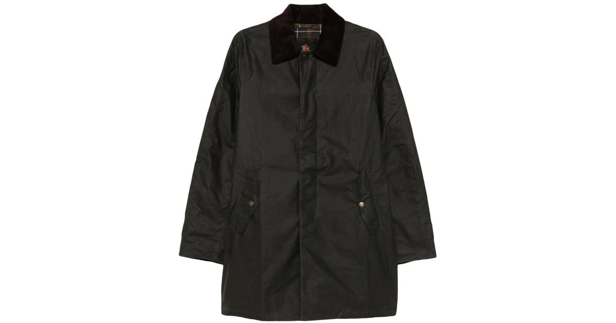 Baracuta Corduroy-Collar Long-Sleeve Coat in Black for Men | Lyst UK
