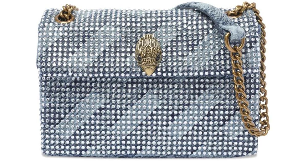 Kurt Geiger Kensington Studded Denim Shoulder Bag in Blue | Lyst