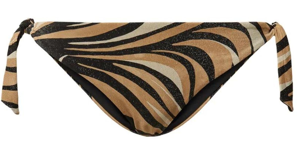 Twinset Zebra-Print Bikini Thong in Brown | Lyst