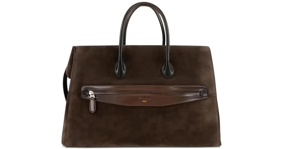 Santoni Suede Tote Bag in Brown for Men | Lyst UK