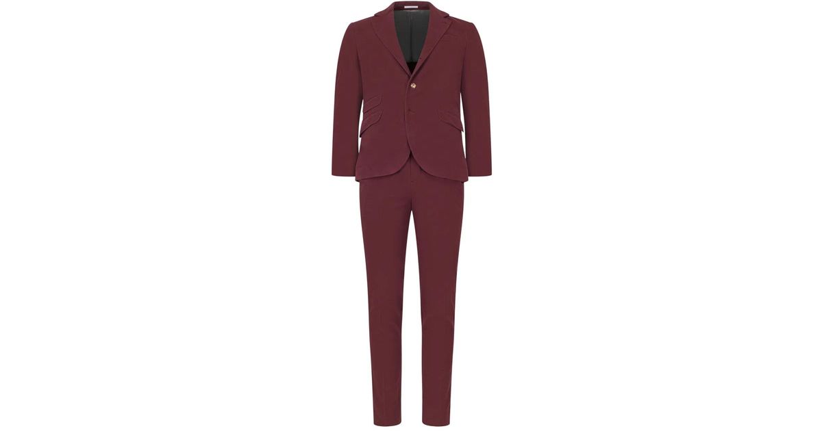 Brunello Cucinelli Notched Pleated Suit in Red for Men | Lyst UK