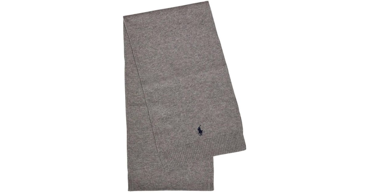 Polo Ralph Lauren Logo-Detail Scarf in Gray for Men | Lyst