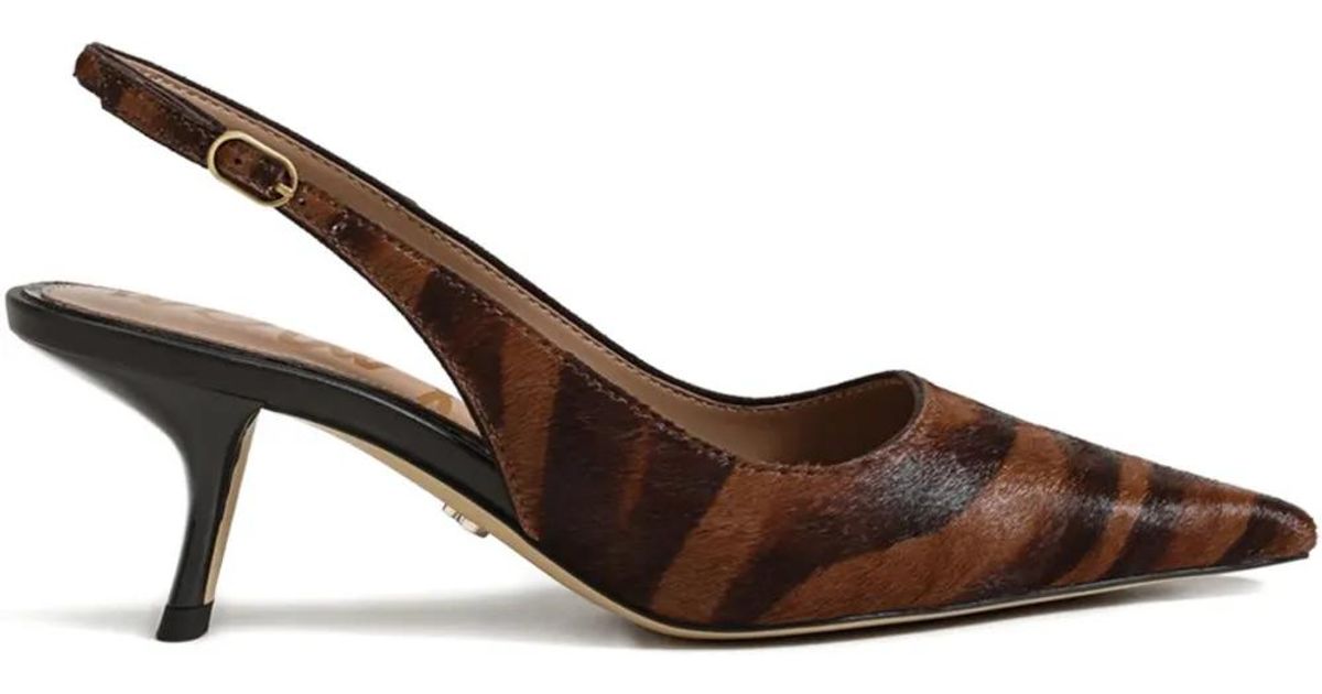 Sam Edelman 60Mm Bianka Zebra-Print Slingback Pumps in Brown | Lyst UK
