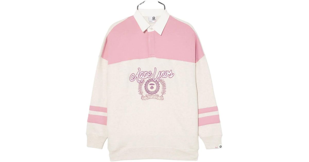 Aape By A Bathing Ape Embroidered-Logo Cotton Polo Top in Pink | Lyst UK