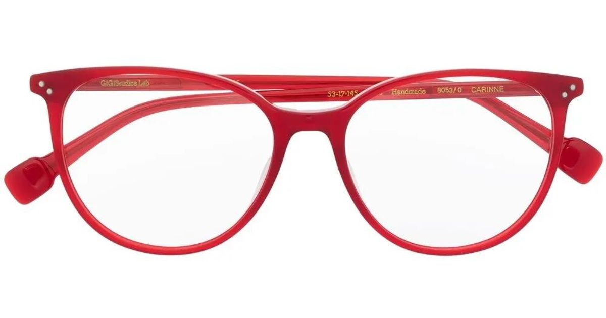 Gigi Studios Rounded Frame Glasses in Red | Lyst