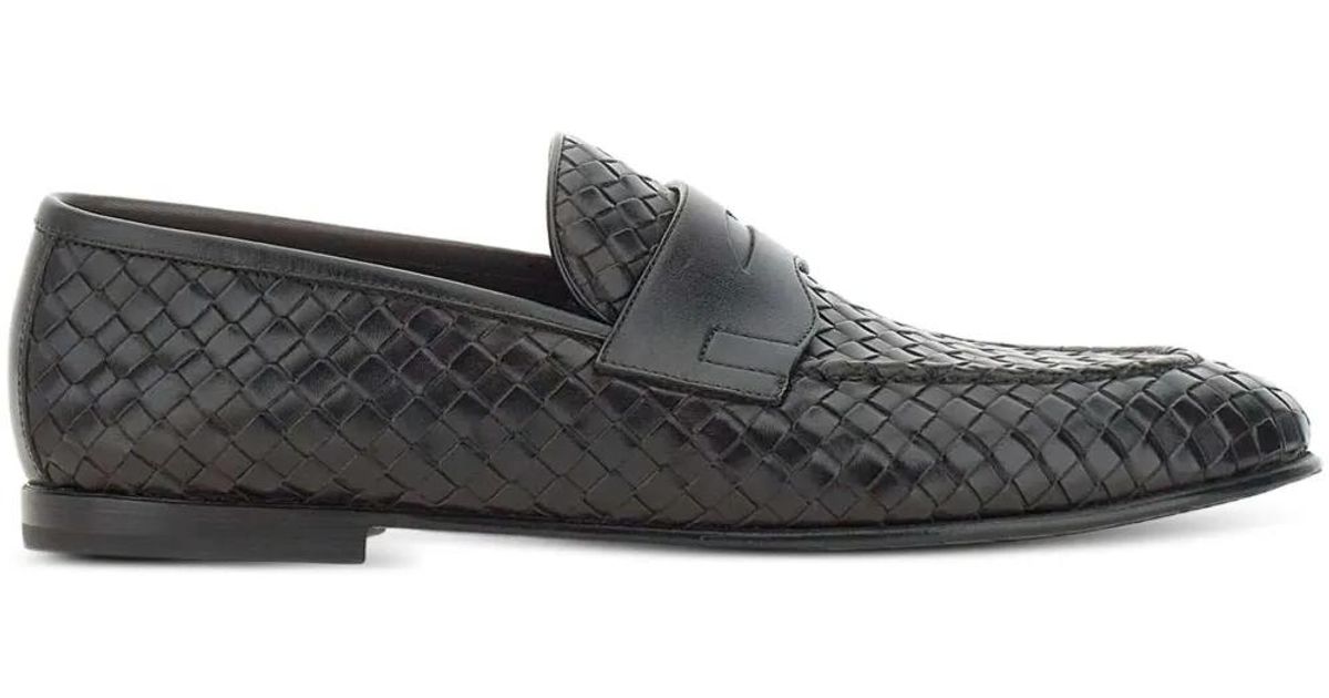 Neil Barrett Woven Leather Loafers in Grey for Men | Lyst UK