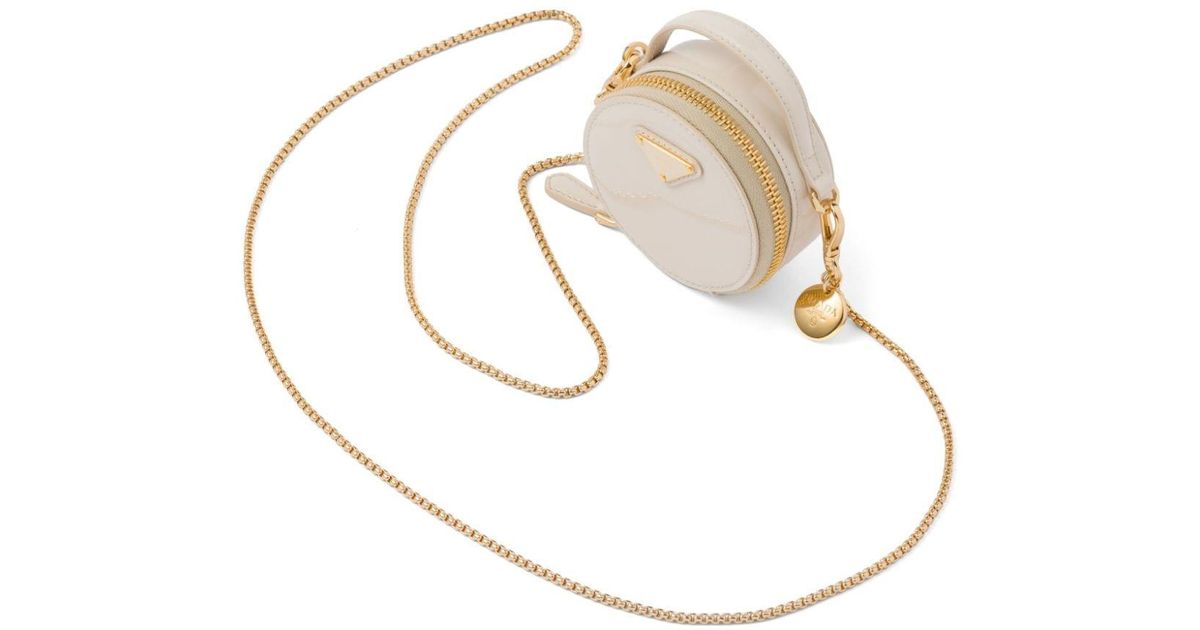 Prada Mini Round Pouch in White | Lyst