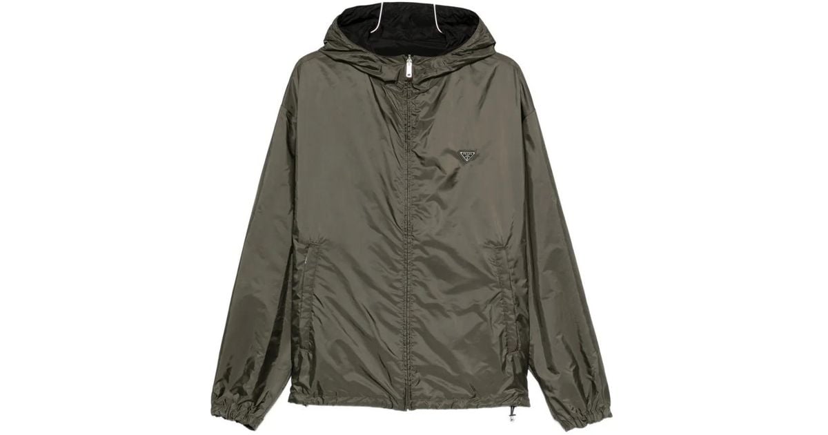 Prada Logo Hooded Jacket in Green for Men | Lyst UK