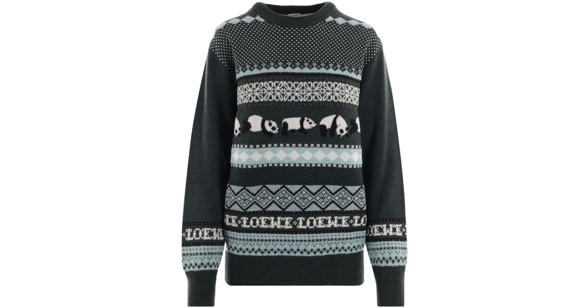 Loewe X Suna Fujita Intarsia-Knit Jumper in Gray | Lyst