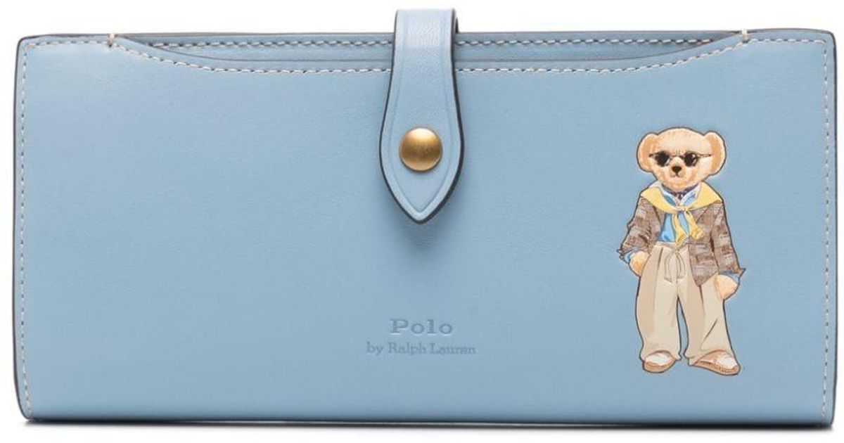 Polo Ralph Lauren Teddy Bear-Print Leather Wallet in Blue | Lyst