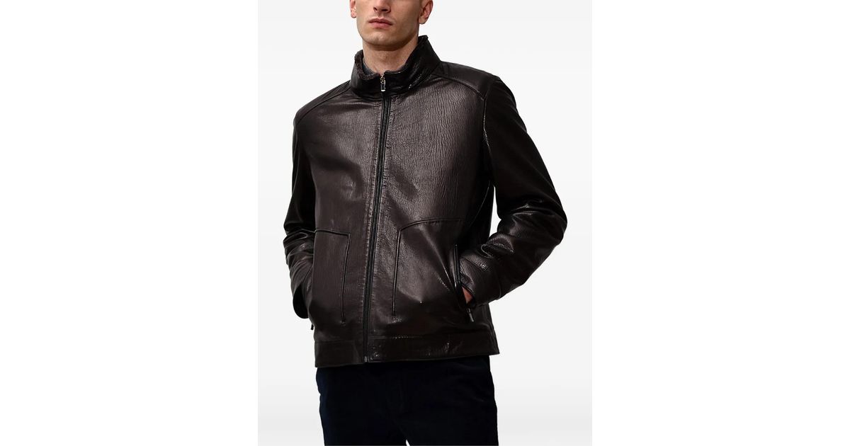 Poche Paris Zip Leather Jacket in Black for Men | Lyst UK
